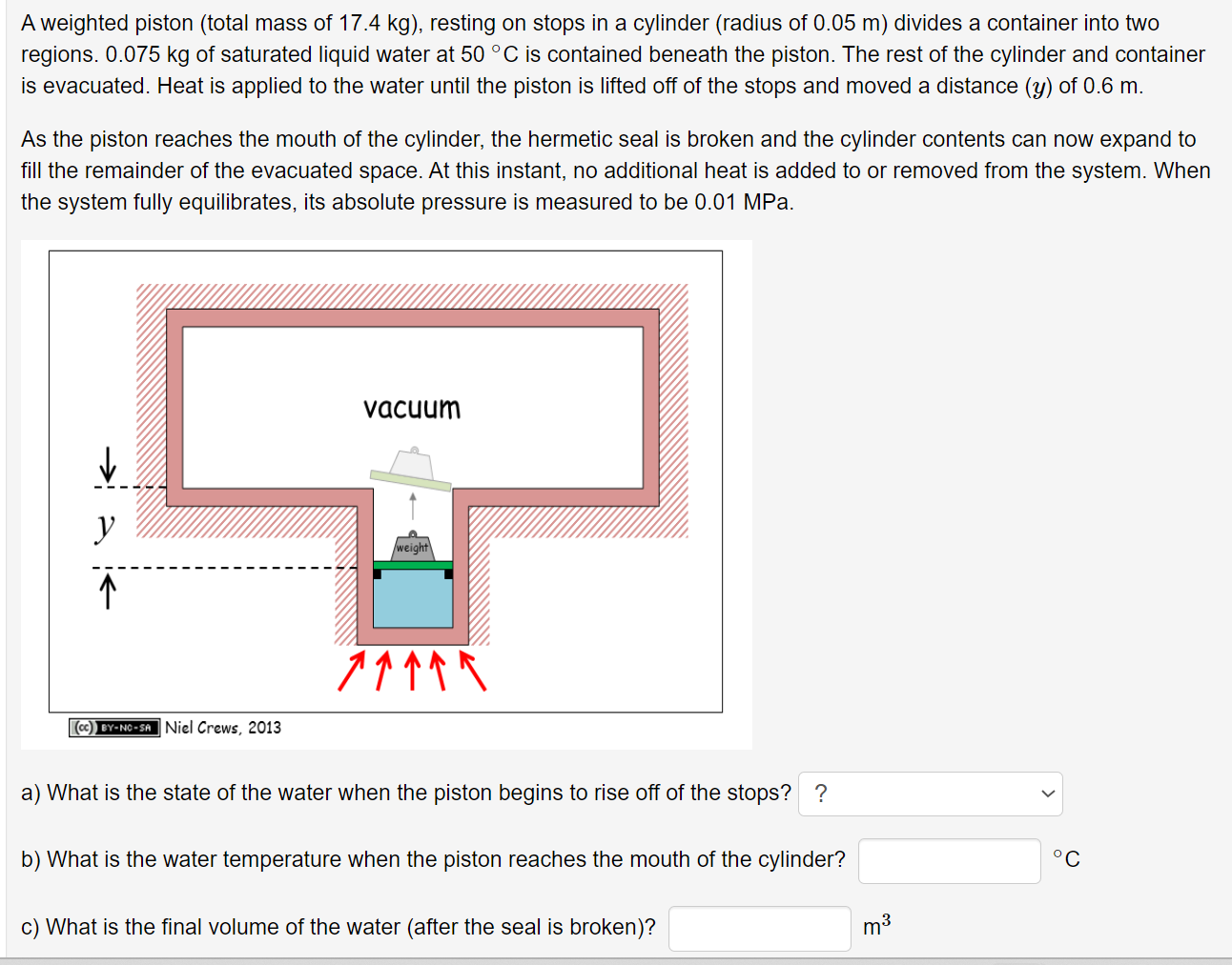 Solved A weighted piston (total mass of 17.4 kg ), resting | Chegg.com