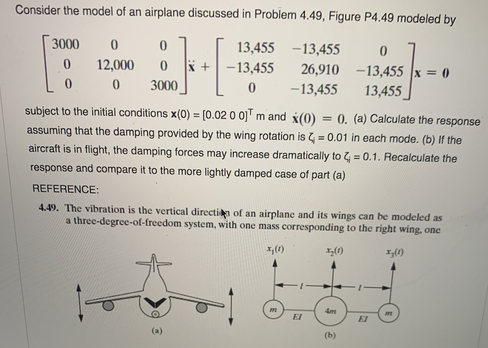 (c) Figure P4.49 A model of the wing vibration of an | Chegg.com