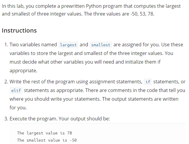 Solved The provided code is: # LargeSmall.py - This program | Chegg.com