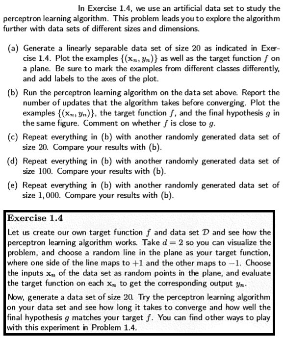 In Exercise 1.4, we use an artificial data set to | Chegg.com