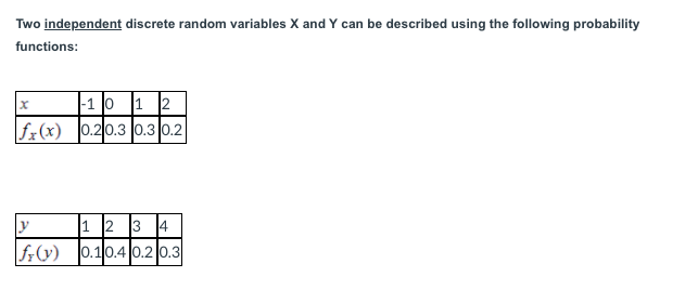 Solved Two independent discrete random variables X and Y can | Chegg.com