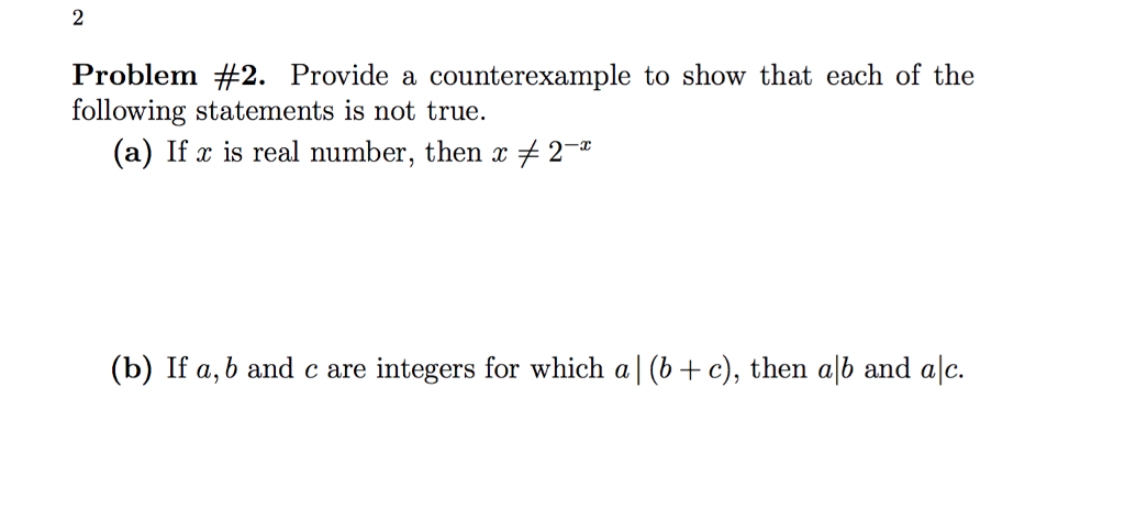 Solved Problem #2. Provide a counterexample to show that | Chegg.com