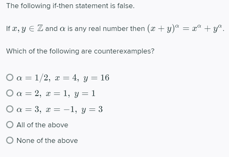 Solved The following if-then statement is false. If x, y E Z | Chegg.com