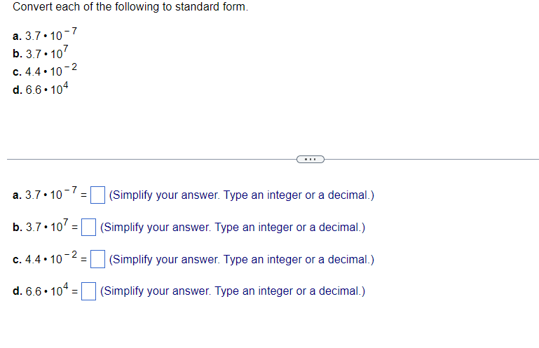 Solved Convert each of the following to standard form. a. | Chegg.com