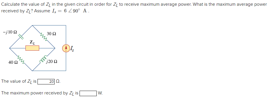 Solved Calculate the value of Z_ in the given circuit in | Chegg.com