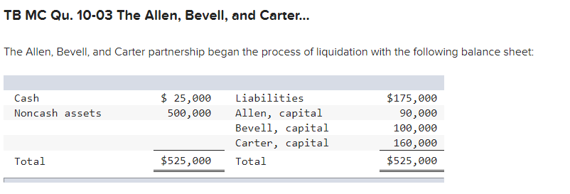 Solved TB MC Qu. 10-03 The Allen, Bevell, and Carter... The | Chegg.com