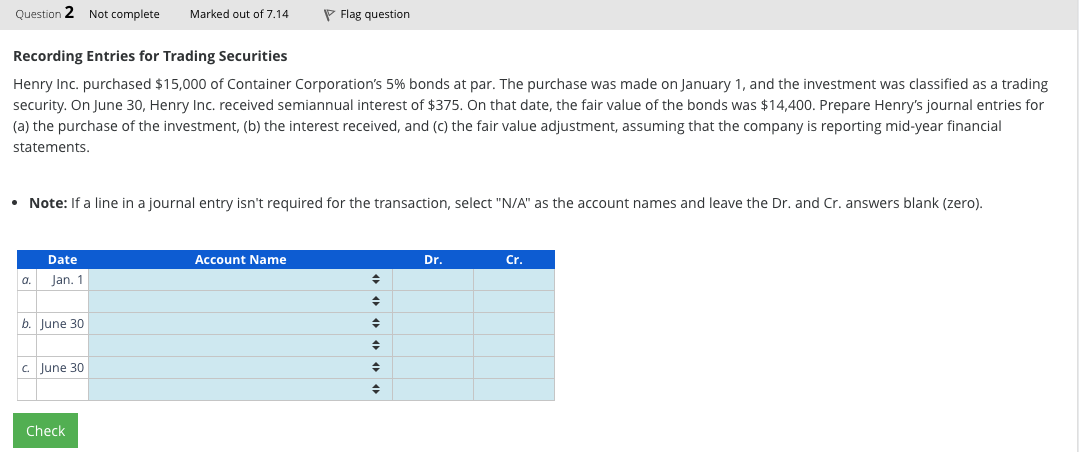 Solved Recording Entries for Trading Securities Henry Inc. | Chegg.com