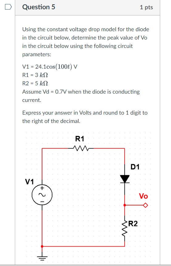 Using the constant voltage drop model for the diode | Chegg.com