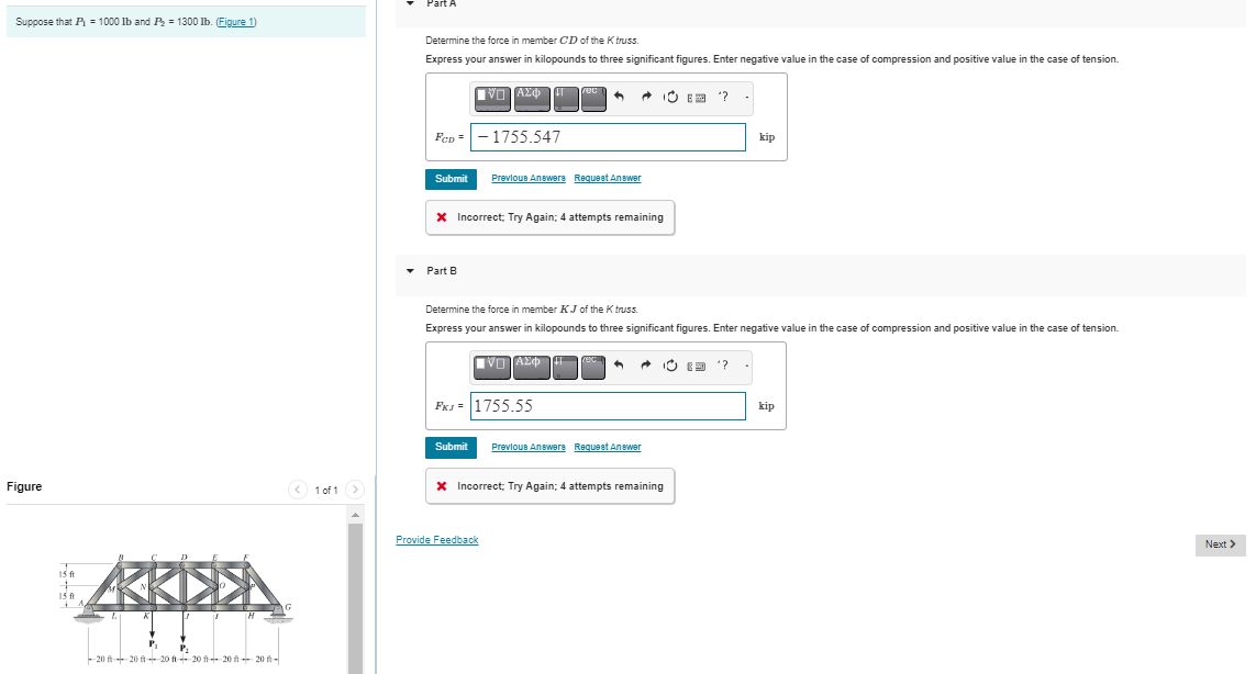 Solved Suppose that P1=1000lb and P2=1300lb. (Figure 1) | Chegg.com
