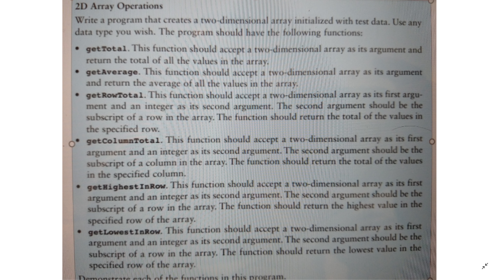 Solved 2d Array Operations Write A Program That Creates A