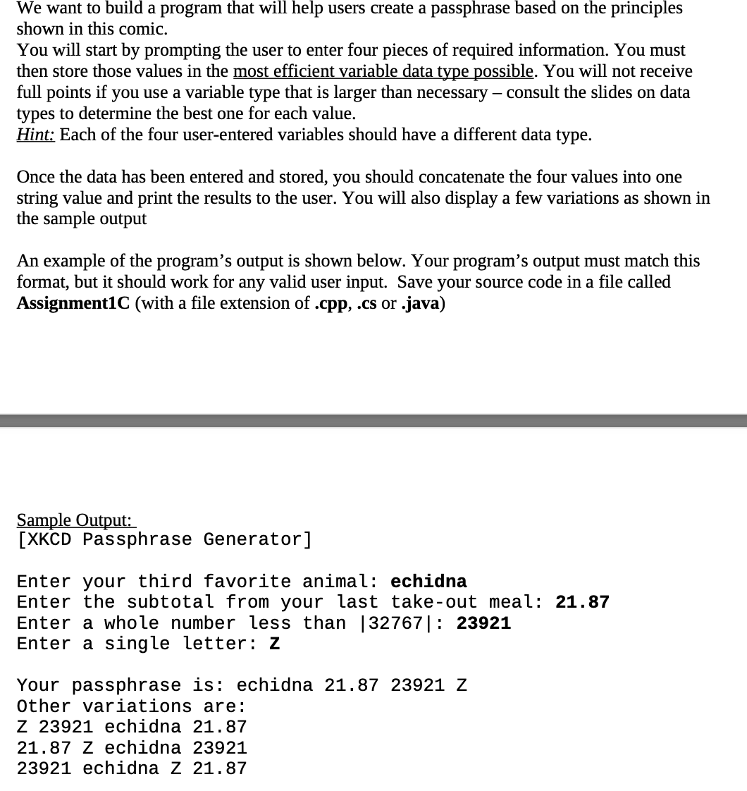 Solved We want to build a program that will help users | Chegg.com