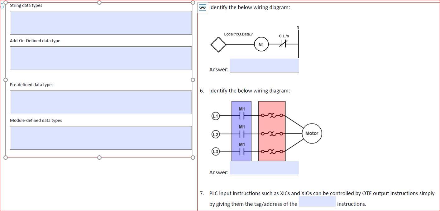 Solved String data types Identify the below wiring diagram: | Chegg.com