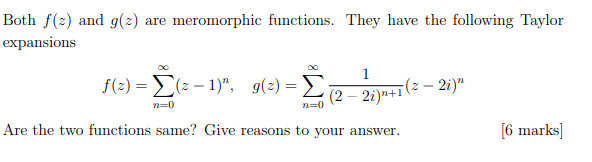 Solved Both f(x) and g(2) are meromorphic functions. They | Chegg.com