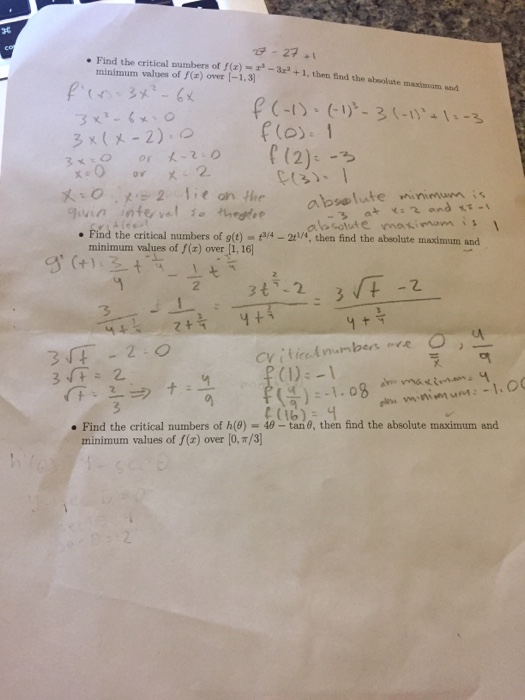 Solved Find the critical numbers of f(x) = x^3 - 3x^2 + 1, | Chegg.com