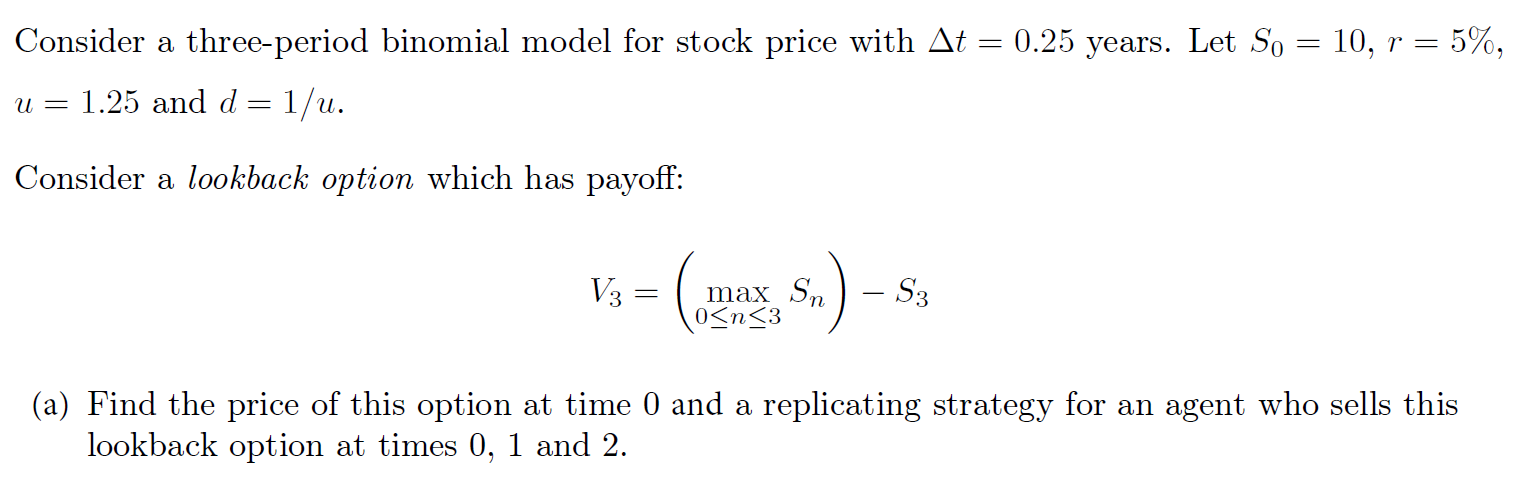 Consider a three-period binomial model for stock | Chegg.com