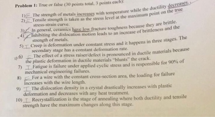 Solved Problem I: True or false (30 points total, 3 points | Chegg.com