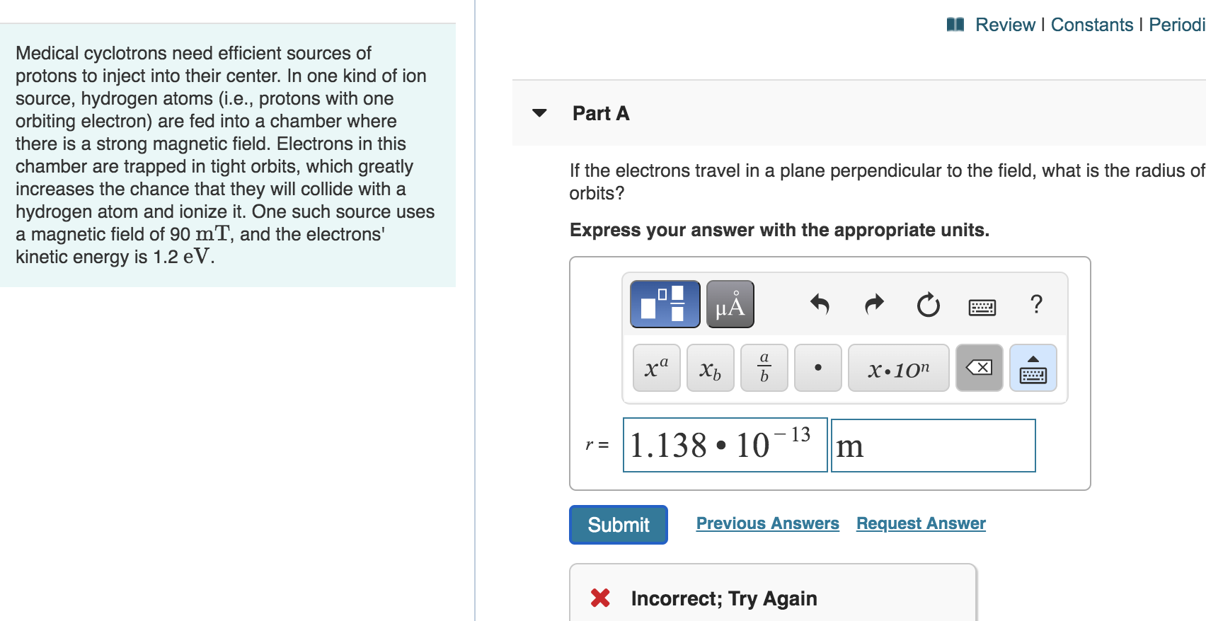 Solved 1 Review Constants | Periodi Part A Medical | Chegg.com