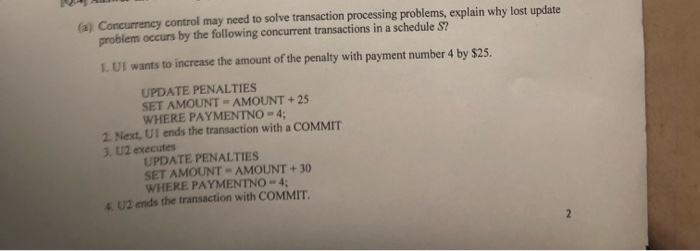 Solved (a) Concurrency control may need to solve transaction | Chegg.com