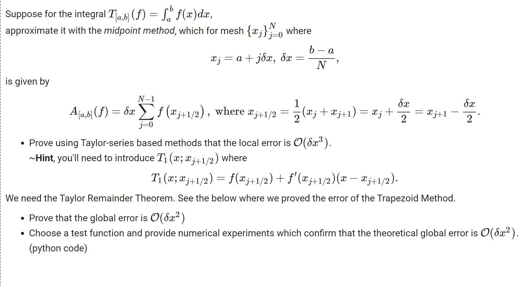 Solved The Trapezoid Method and the Taylor Remainder Theorem | Chegg.com