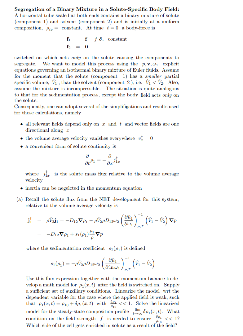 Segregation of a Binary Mixture in a Solute-Specific | Chegg.com