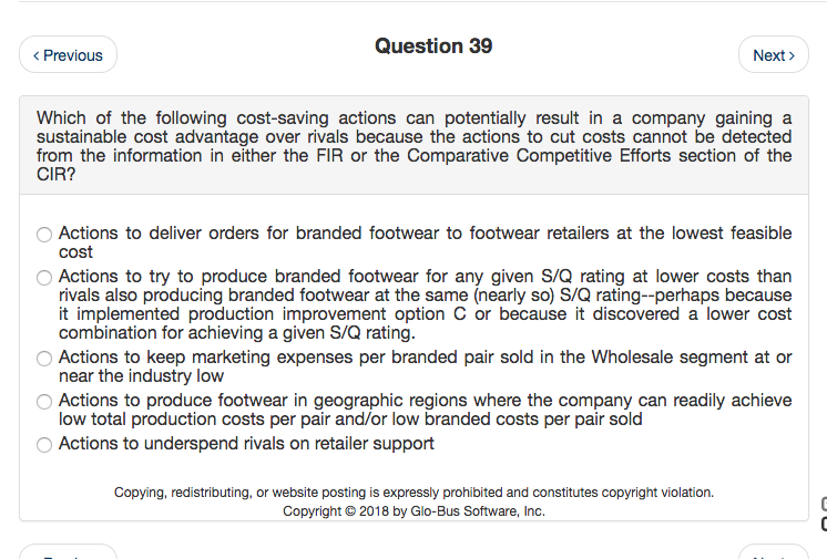 Solved Question 39 Previous Next> Which of the following | Chegg.com Solved Question 39 Previous Next> Which of the following | Chegg.com