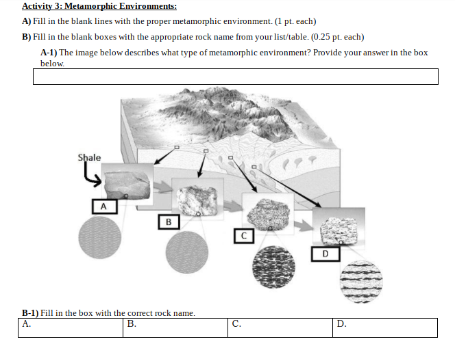 Solved Activity 3: Metamorphic Environments: A) Fill in the | Chegg.com