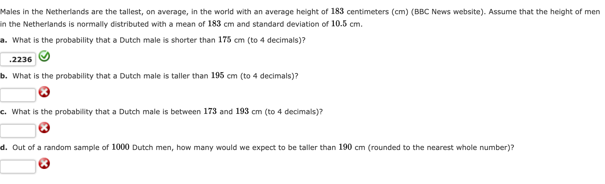 Solved Males in the Netherlands are the tallest, on average, | Chegg.com