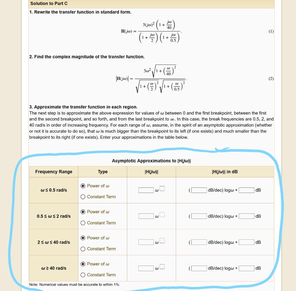 Solved Solution to Part C 1. Rewrite the transfer function | Chegg.com