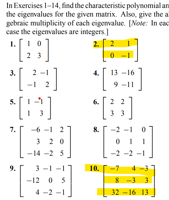 Solved In Exercises 1-14, find the characteristic polynomial | Chegg.com