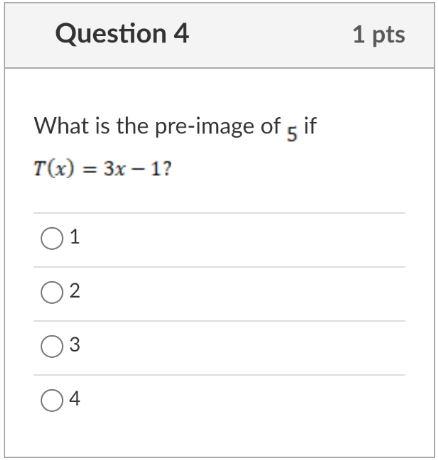 Solved Question 1 1 pts Define T:R3 → R* by T(x) = (x1 - | Chegg.com