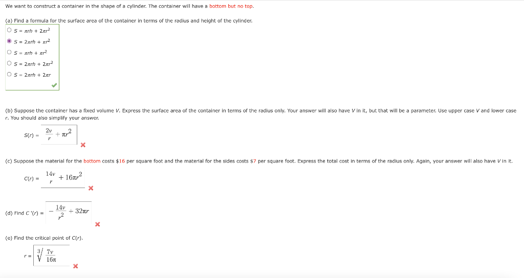 Solved We want to construct a container in the shape of a | Chegg.com