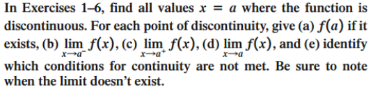 Solved 2.In Exercises 1−6, find all values x=a where the | Chegg.com