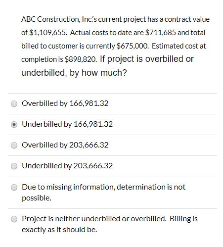 Solved ABC Construction, Inc's current project has a | Chegg.com