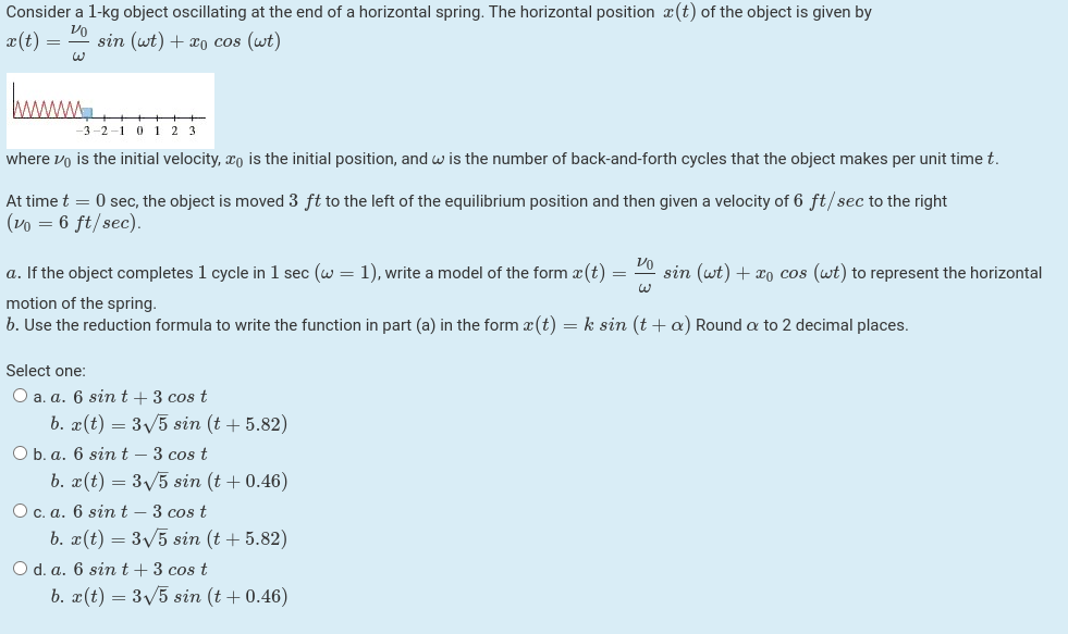 Solved Consider a 1-kg object oscillating at the end of a | Chegg.com