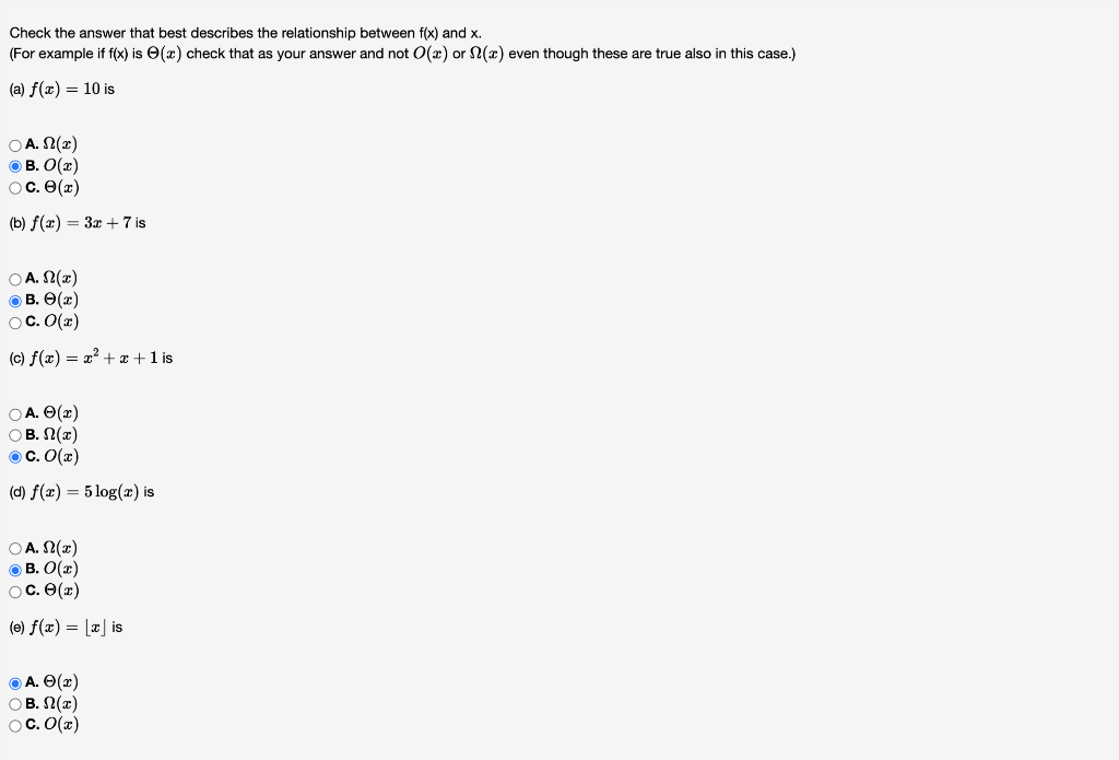 Solved Check the answer that best describes the relationship | Chegg.com