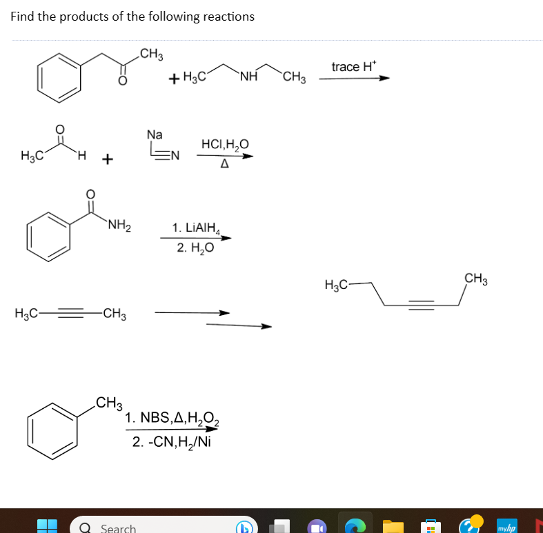 Solved Find the products of the following reactions \\( | Chegg.com