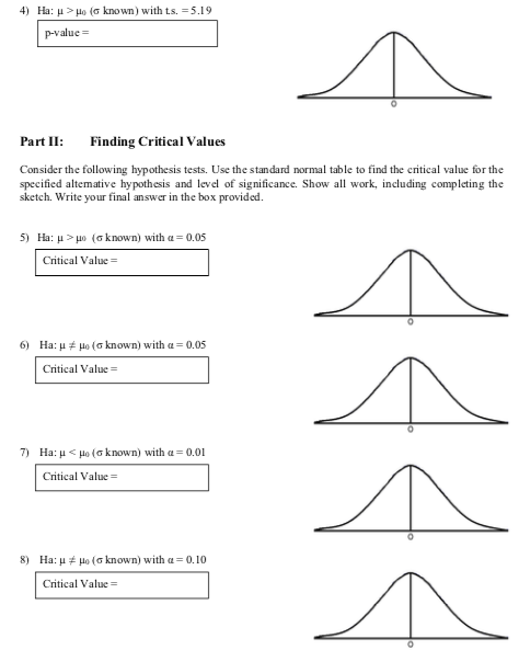 Solved Part I: Finding p-values Consider the following | Chegg.com
