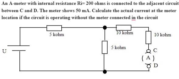 Solved An A-meter with internal resistance Ri=200ohms is | Chegg.com