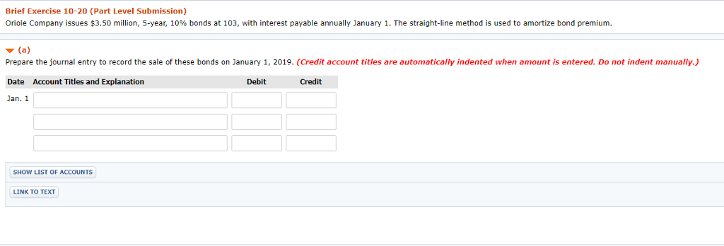 Solved Brief Exercise 10-20 (Part Level Submission) Oriole | Chegg.com