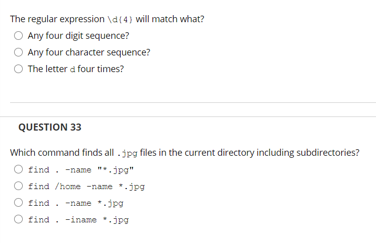 Solved The regular expression \d{4} will match what? Any | Chegg.com