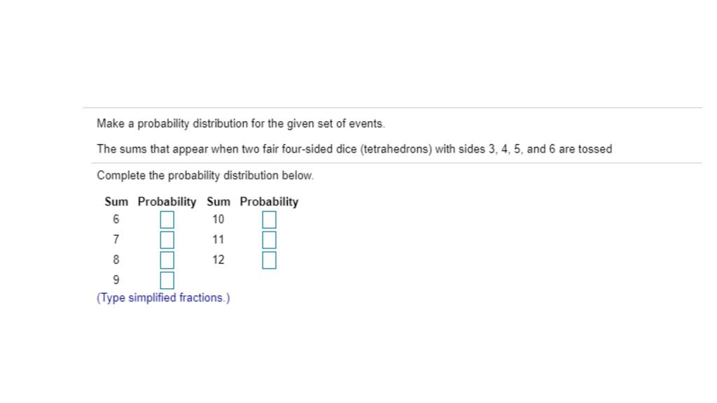 Solved Make a probability distribution for the given set of | Chegg.com