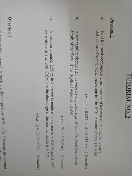 Solved TUTORIAL NO. 2 Question 1 a) Find the most economical | Chegg.com