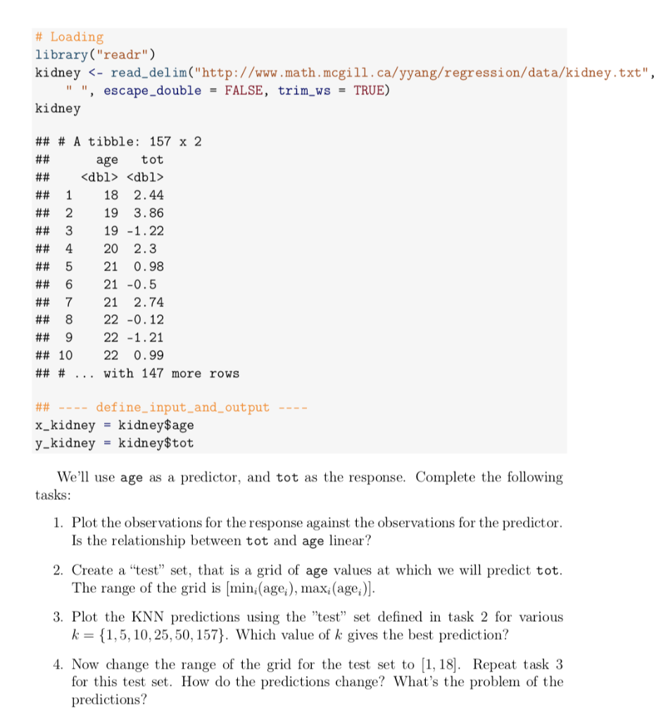 Case study: We consider the kidney fitness data from | Chegg.com