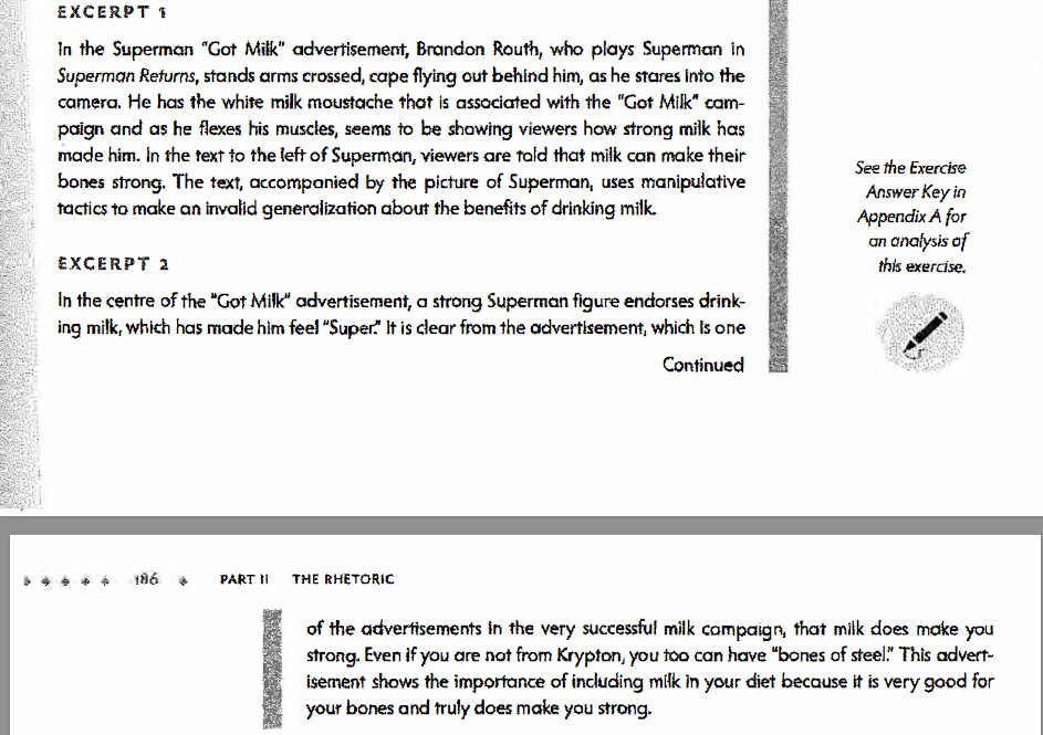 Solved EXCERPT 1 in the Superman "Got Milk" advertisement, | Chegg.com