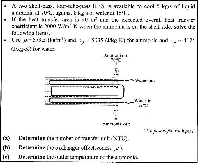 Solved • A two-shell-pass, four-tube-pass HEX is available | Chegg.com
