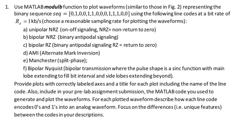 1. Use MATLAB modulb function to plot waveforms | Chegg.com