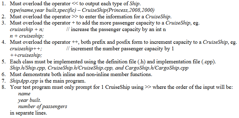 Solved Design a Ship class that has the following members: • | Chegg.com