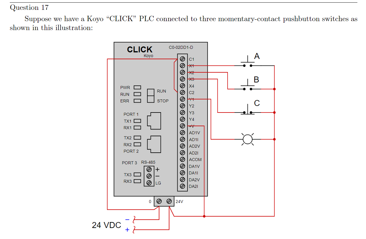 Solved Suppose We Have A Koyo Click Plc Connected To Three