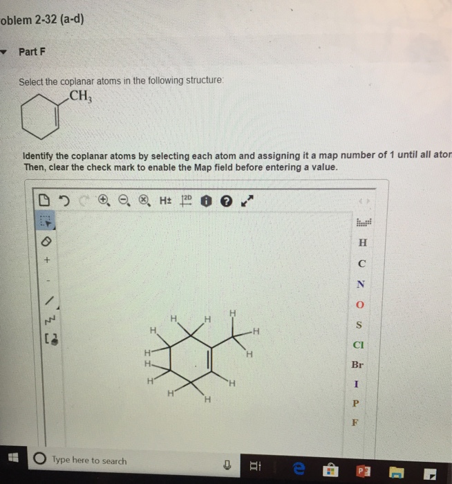 Solved oblem 2-32 (a-d) Part Select the coplanar atoms in | Chegg.com