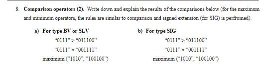 Solved 8. Comparison operators (2). Write down and explain | Chegg.com